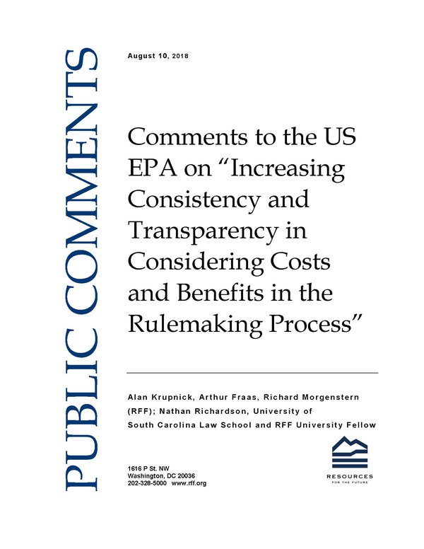 Comments to the US EPA on “Increasing Consistency and Transparency in ...