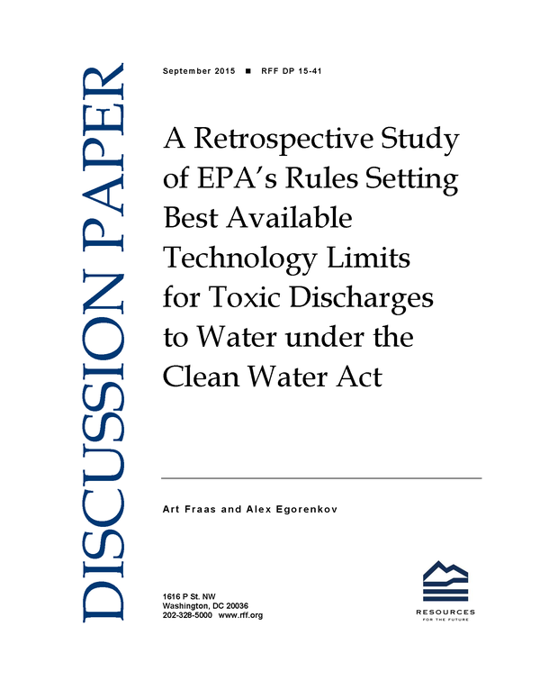 A Retrospective Study of EPA’s Rules Setting Best Available Technology ...